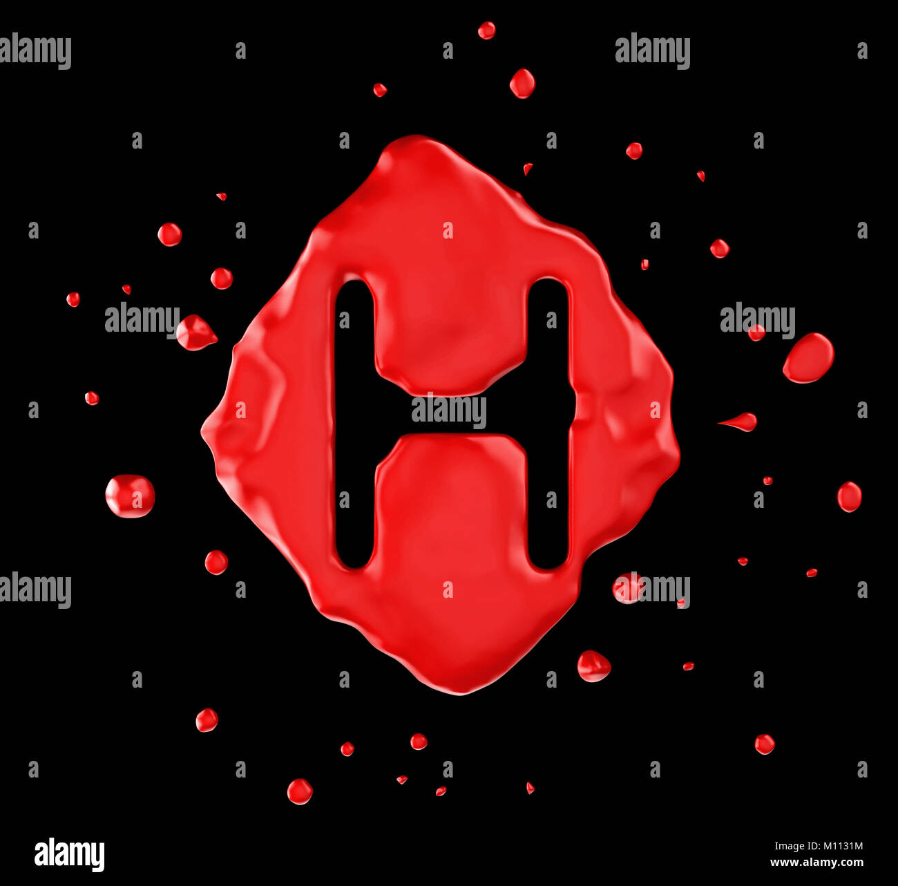 Red blob H letter over black background. Large resolution Stock Photo ...