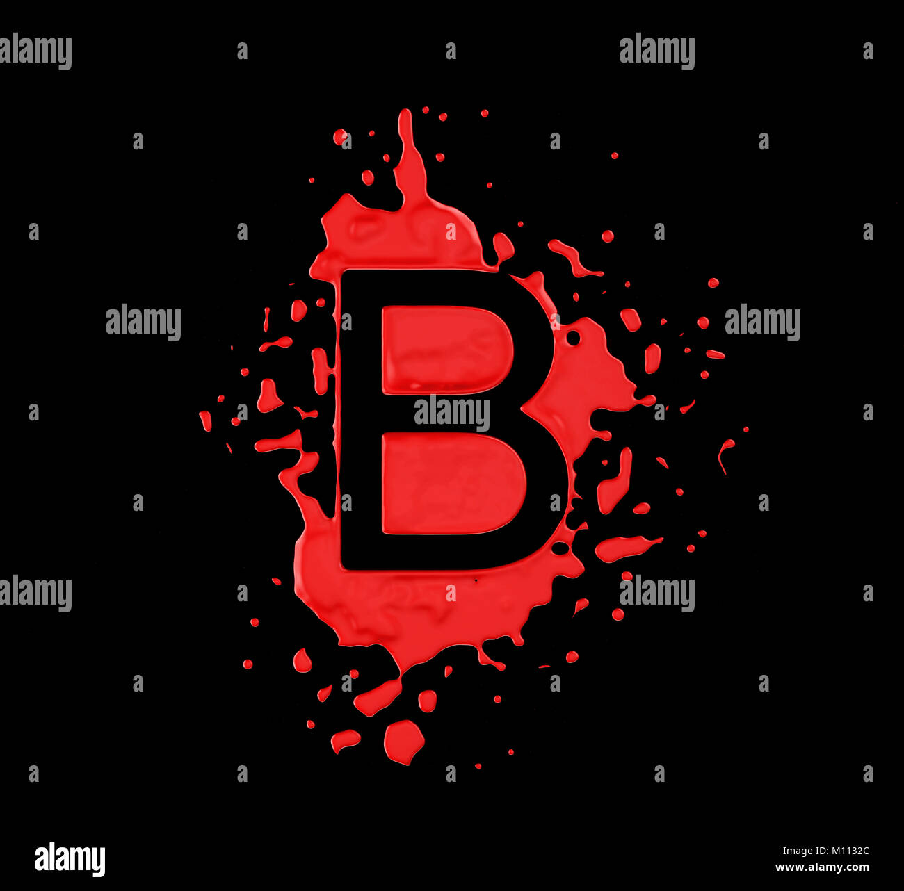 Red blot B letter over black background. Large resolution Stock Photo ...
