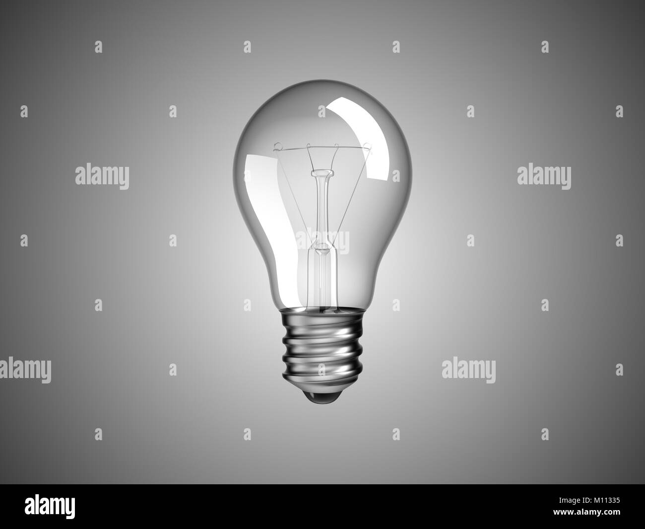 Solution or idea - lightbulb over grey background Stock Photo - Alamy