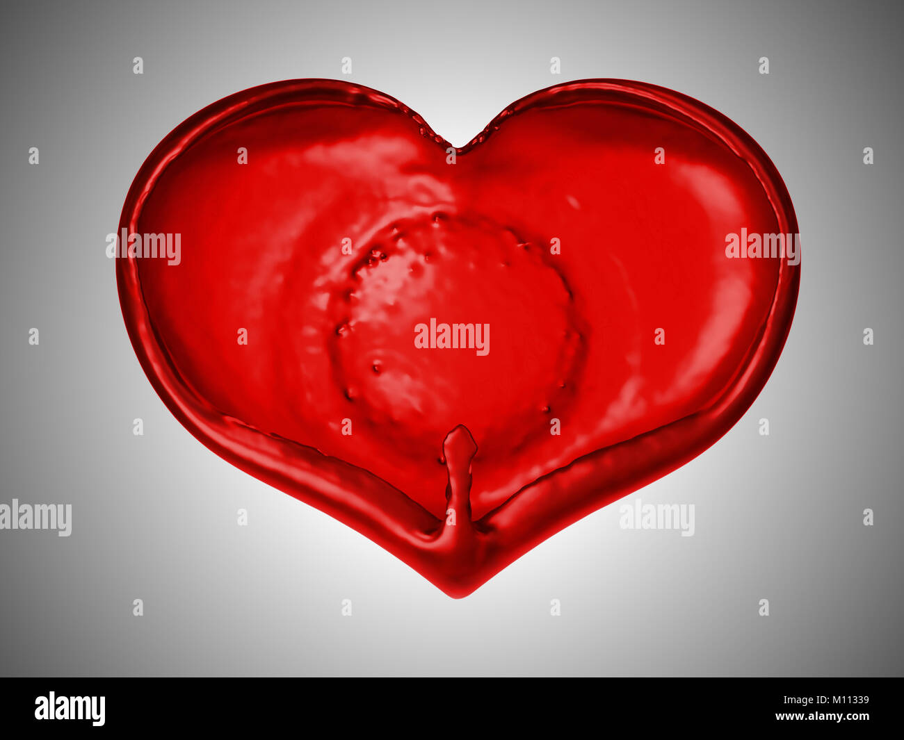 Wine and blood. Red Fluid heart shape over grey background Stock Photo ...