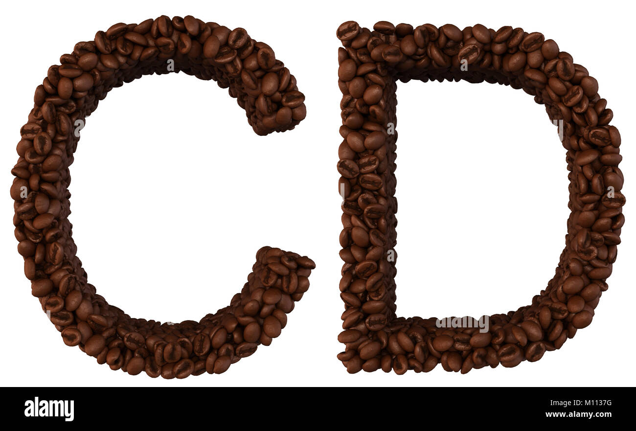 Coffee font C and D letters isolated over white Stock Photo - Alamy