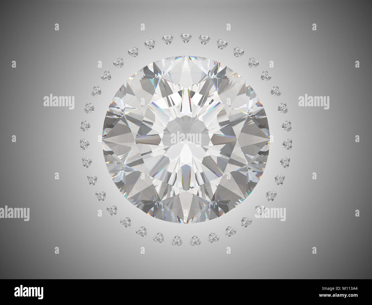 Top view of brilliant cut diamond. Over grey background Stock Photo - Alamy