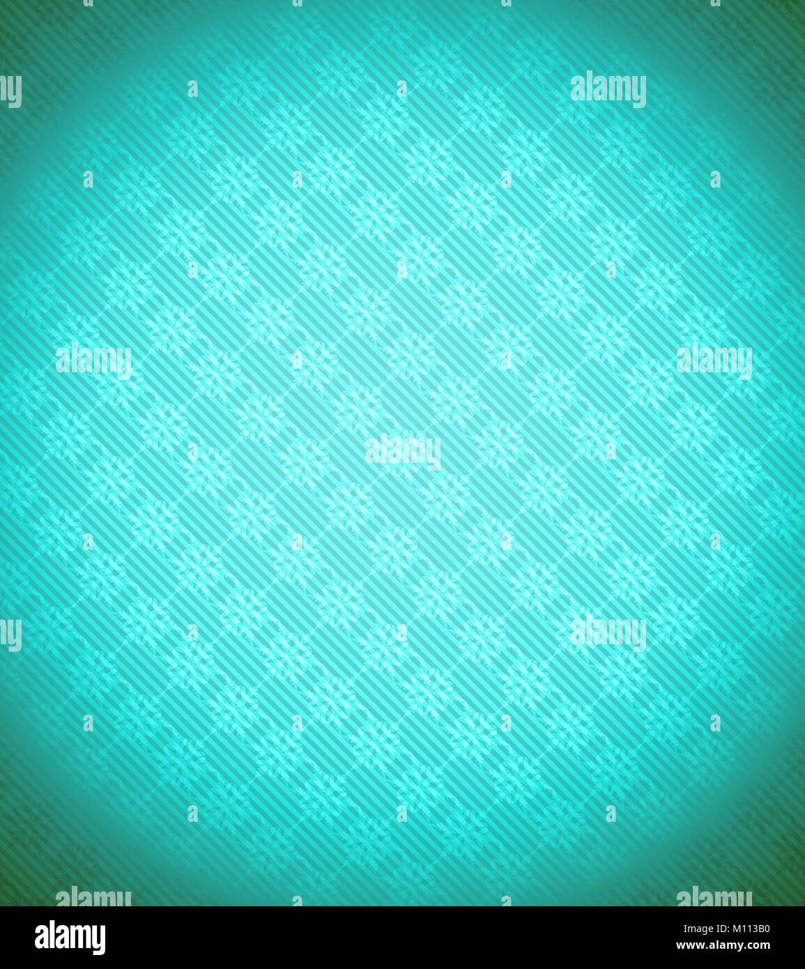 Turquoise - blue Xmas snowflake background. Stripes and vignetting ...