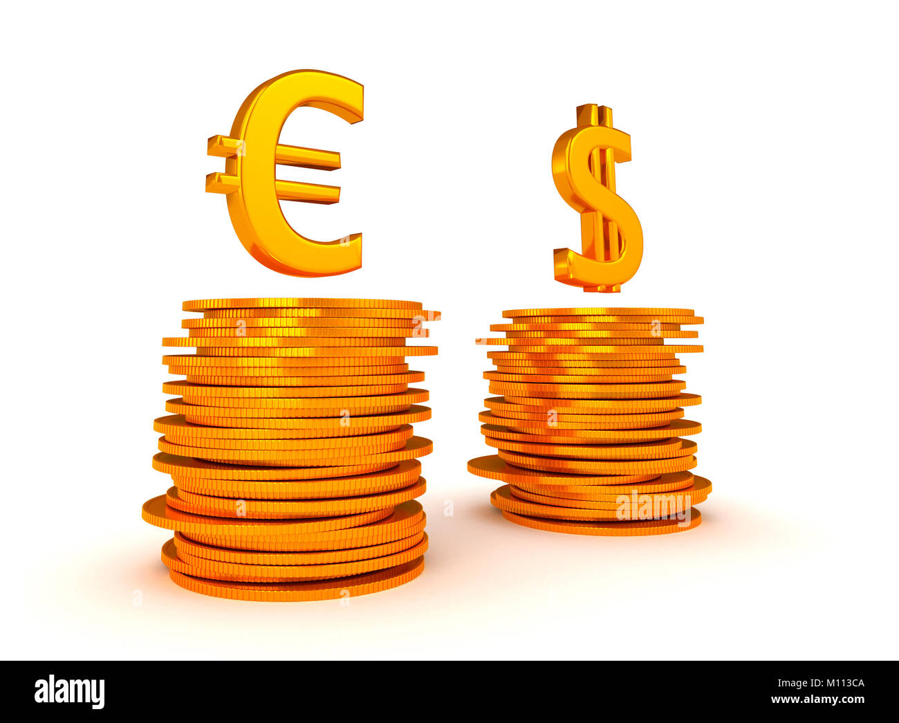 Euro Currency and US dollar equation. Over white background Stock Photo ...