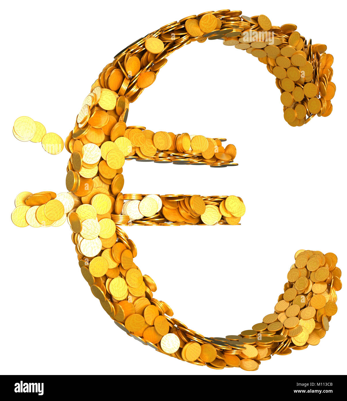 Euro currency and wealth. Symbol assembled with coins. Isolated on ...