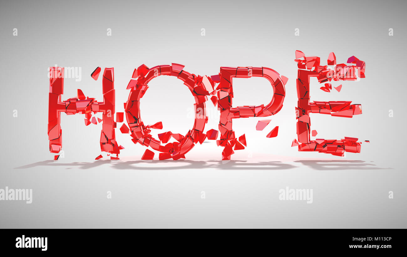 Hope is lost. Word destruction over grey background with shadow. Other ...
