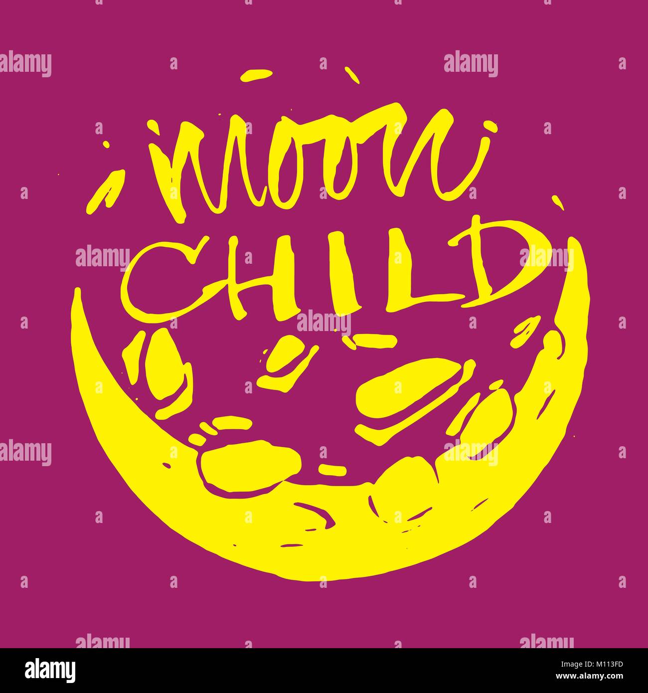 Child's inscription of the moon. Can be printed on greeting cards ...