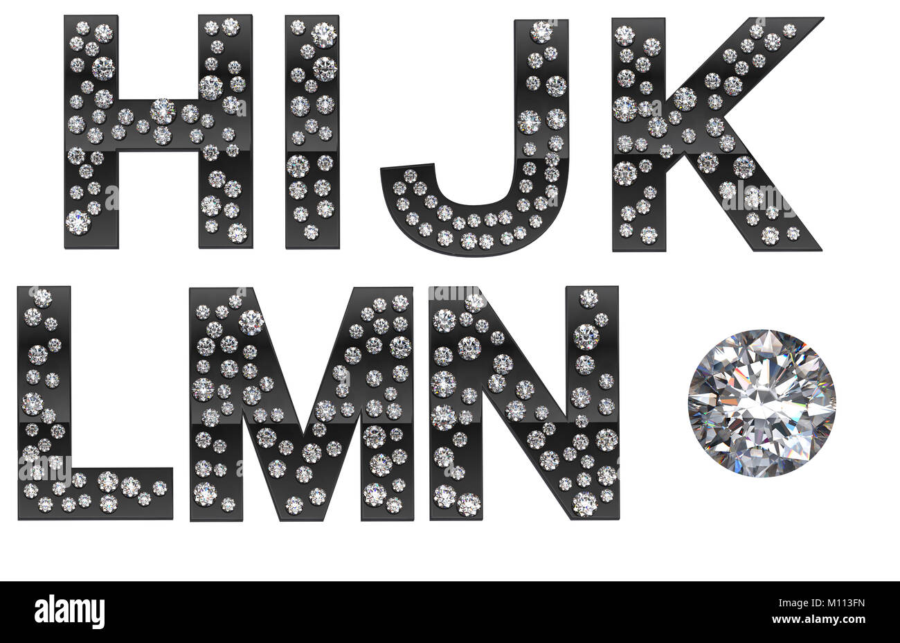 Diamond H, I, J, K, L, M, N letters with large gem. Other characters ...