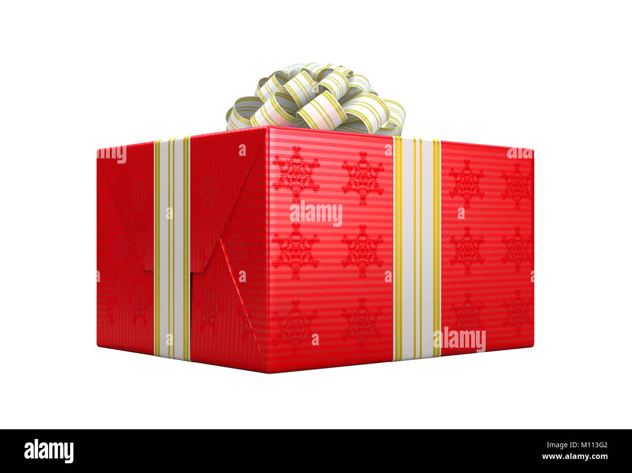 Red present or gift box with bow isolated on white Stock Photo - Alamy