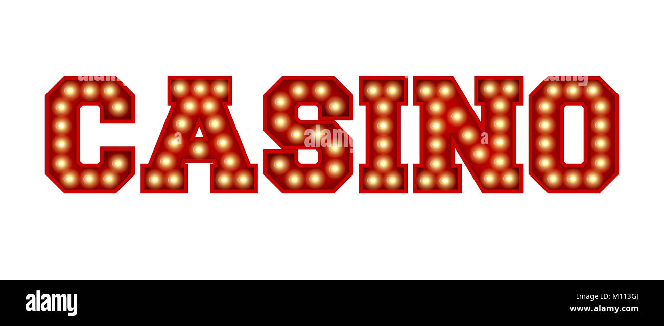 Casino word made from red vintage lightbulb lettering isolated on a ...