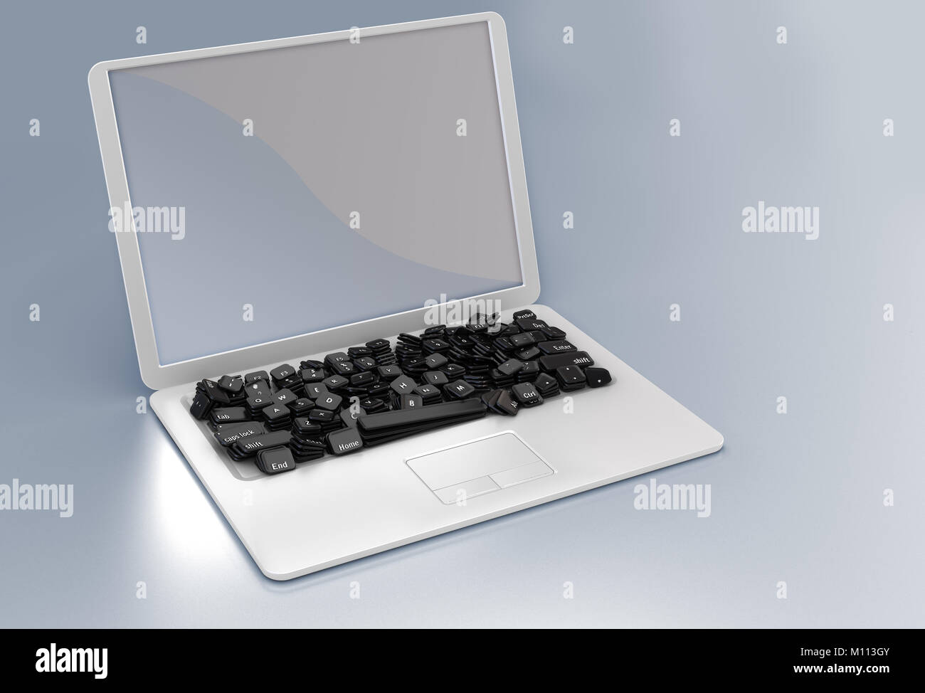Internet language variety concept. Laptop with many keys. Large ...