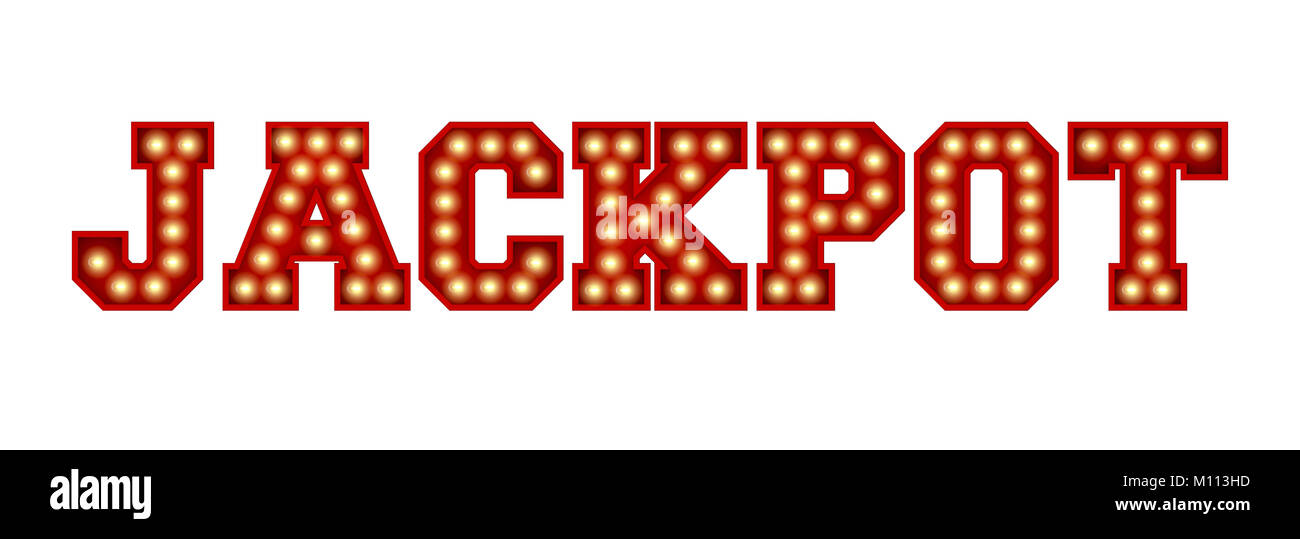 Jackpot word made from red vintage lightbulb lettering isolated on a ...
