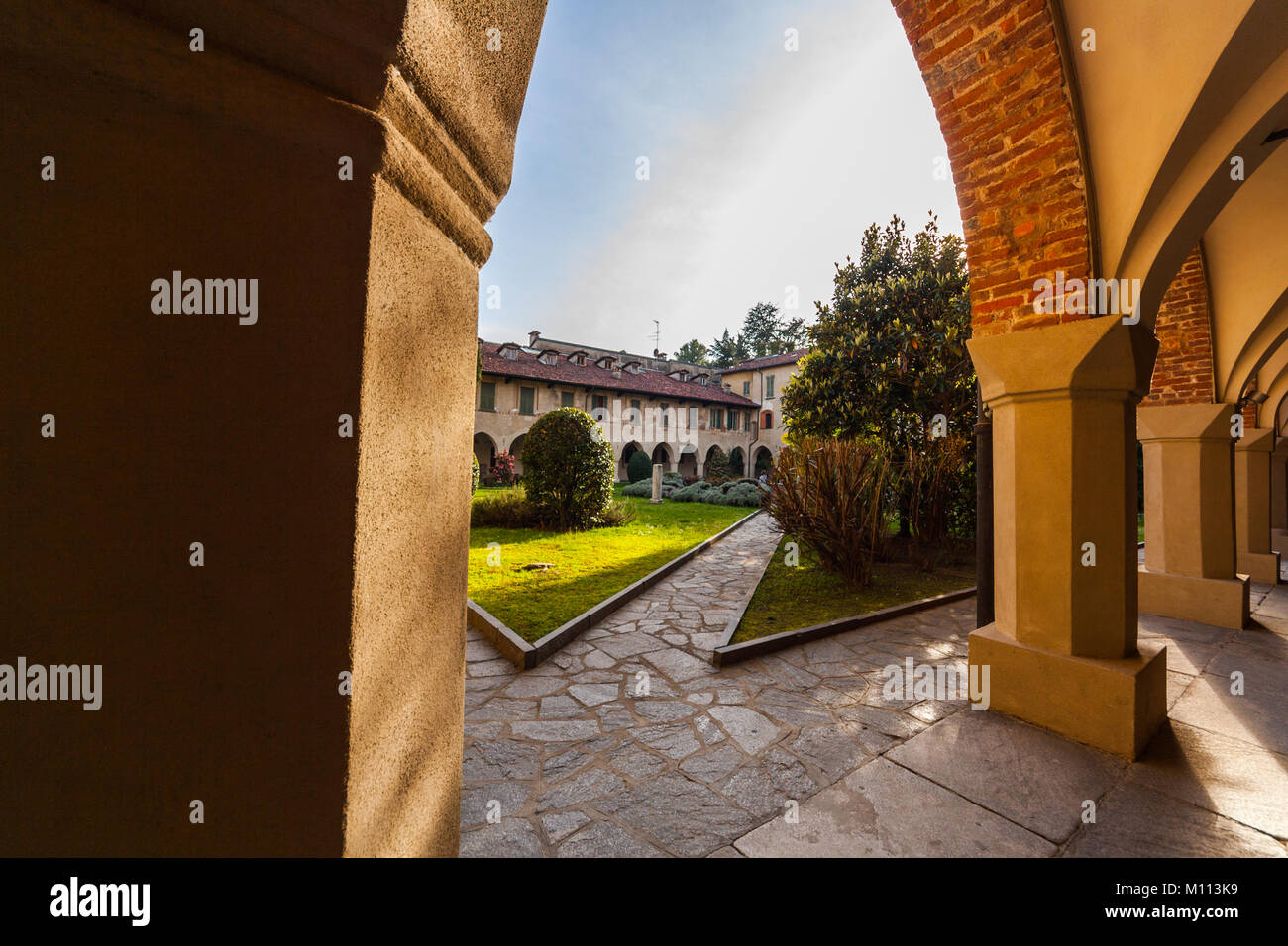 The cloister of the Canonica, Episcopal Palace, Novara, Piedmont, Italy ...