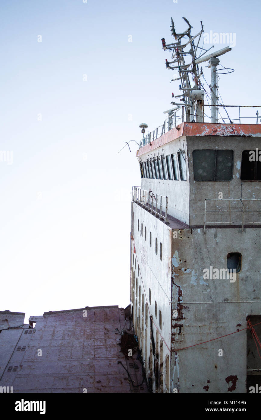Part of a cargo shipwreck exterior, closeup background Stock Photo - Alamy