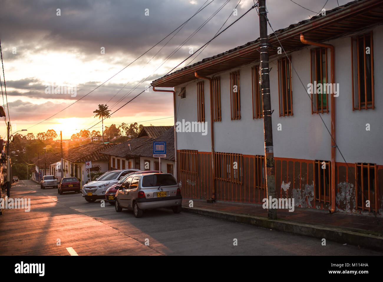 City of Salento at sunset in Quindío, Colombia Stock Photo - Alamy