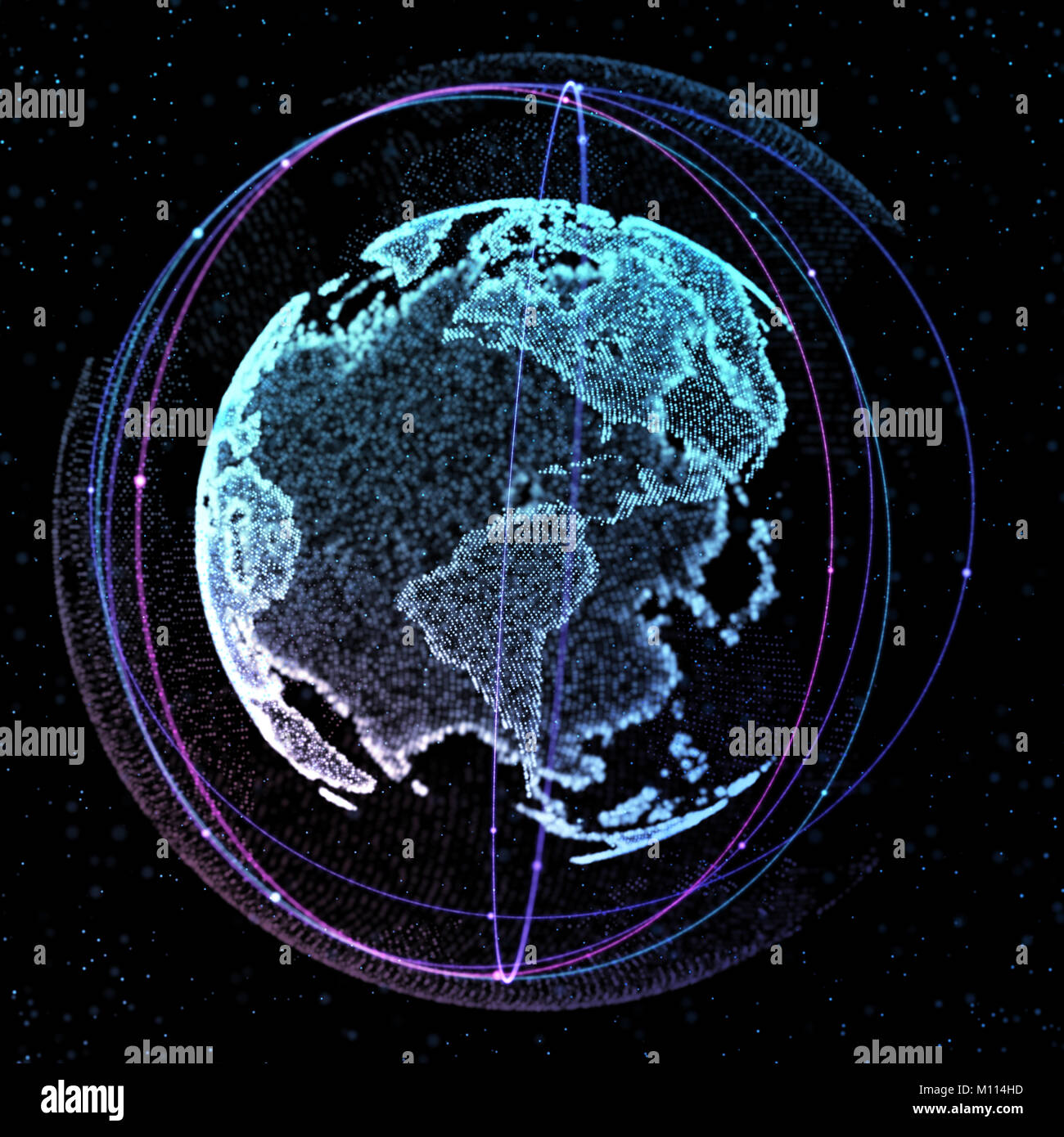 3d illustration of detailed virtual planet Earth. Technological digital ...