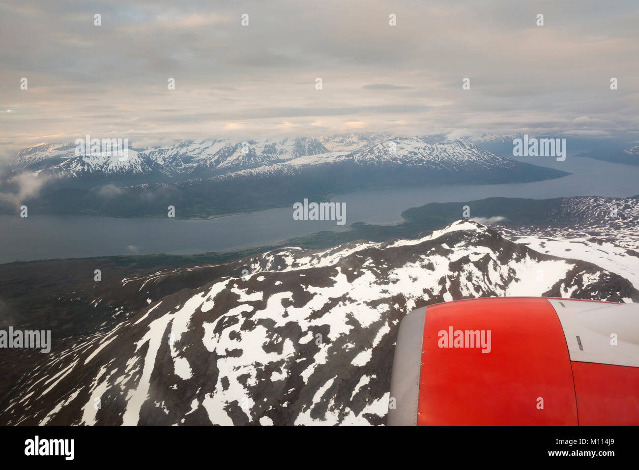 plane flight on Tromso to Lofoten in Norway Stock Photo - Alamy