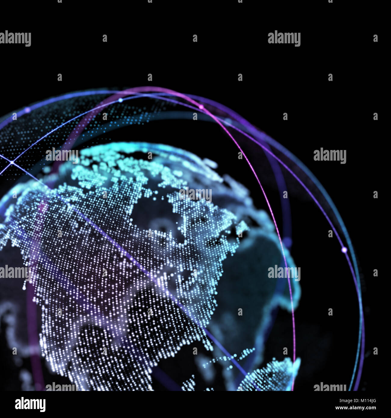 Abstract technology background with global communication orbits and ...