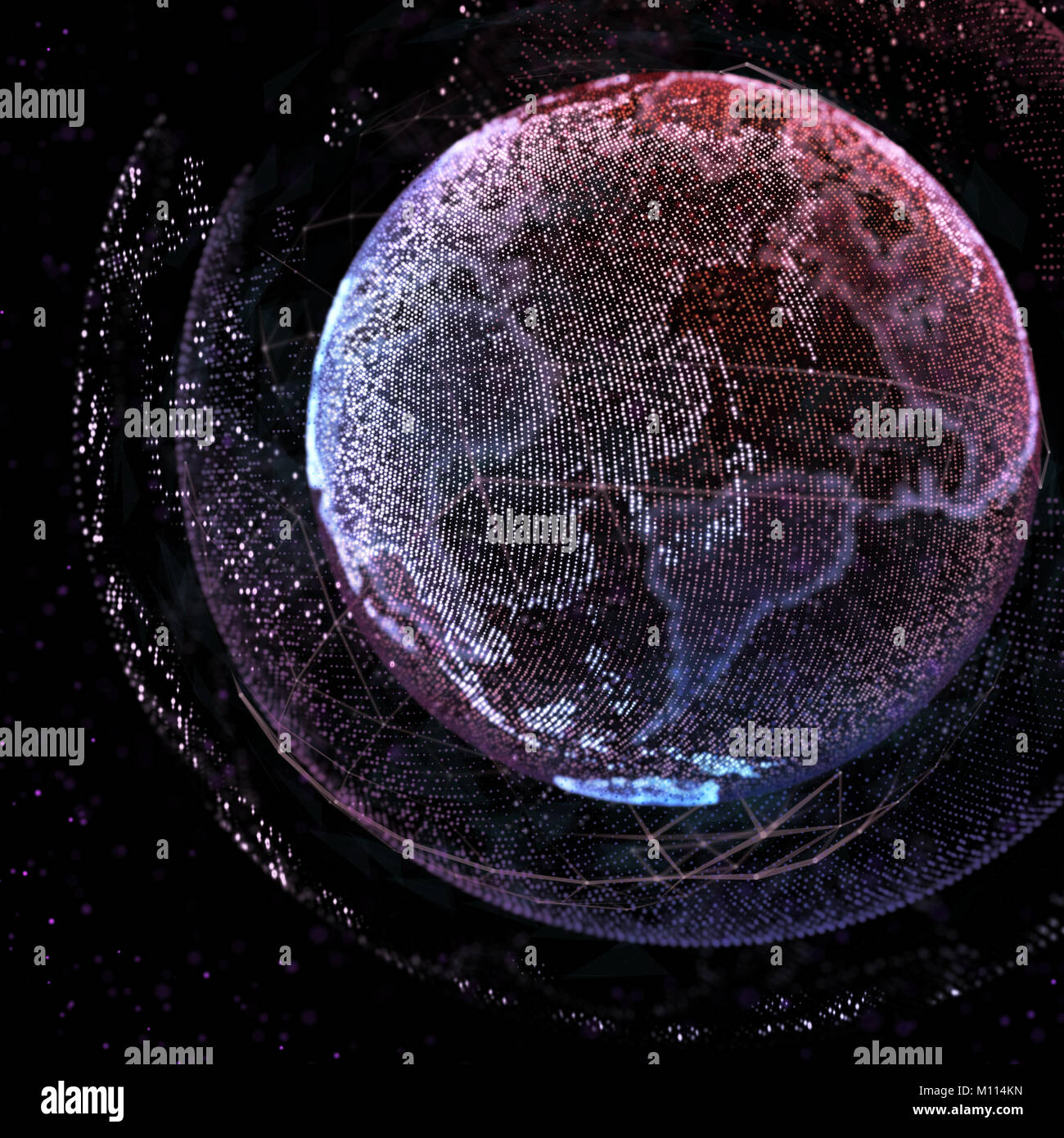 3d illustration of detailed virtual planet Earth. Technological digital ...
