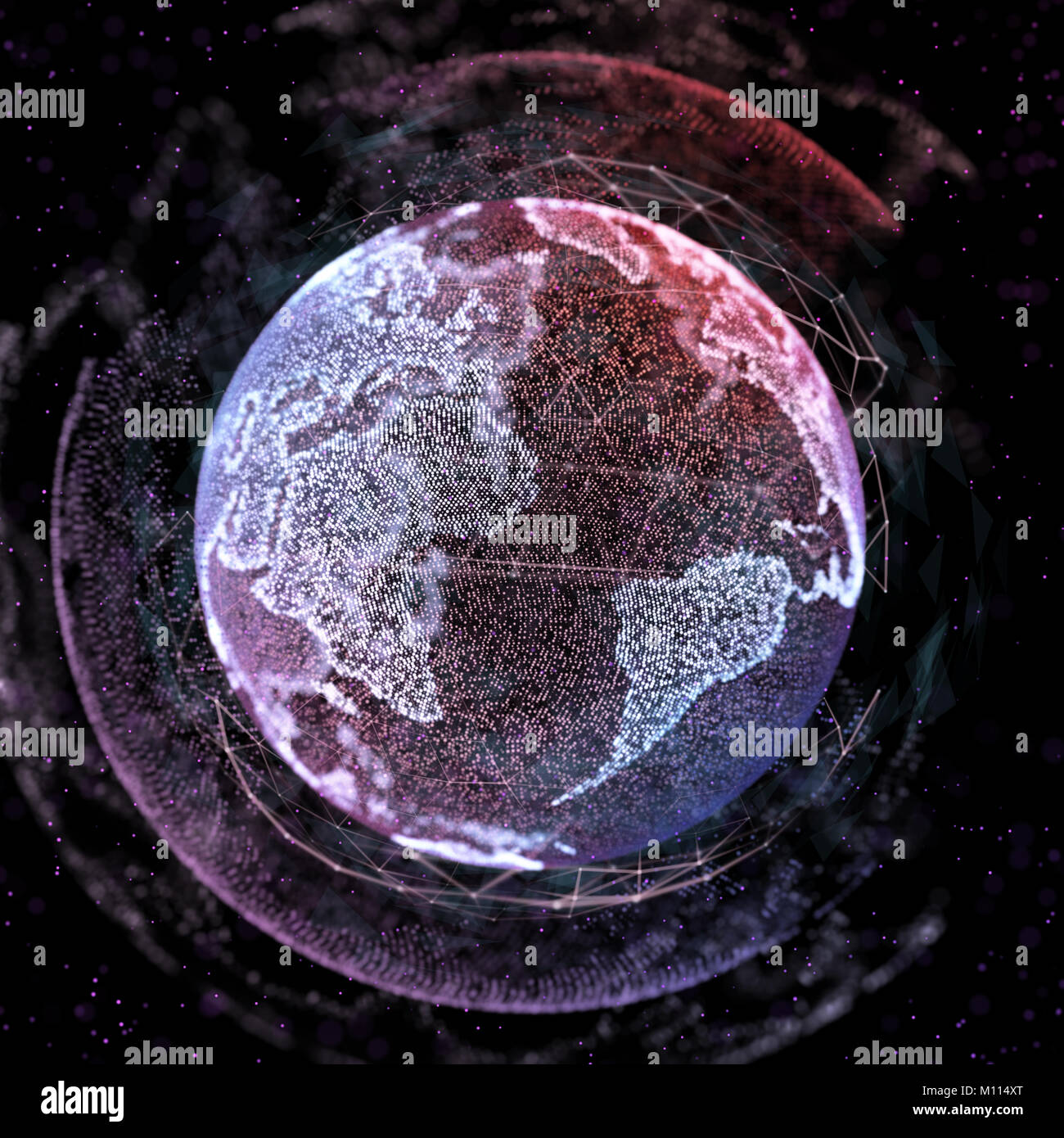 3d illustration of detailed virtual planet Earth. Technological digital ...