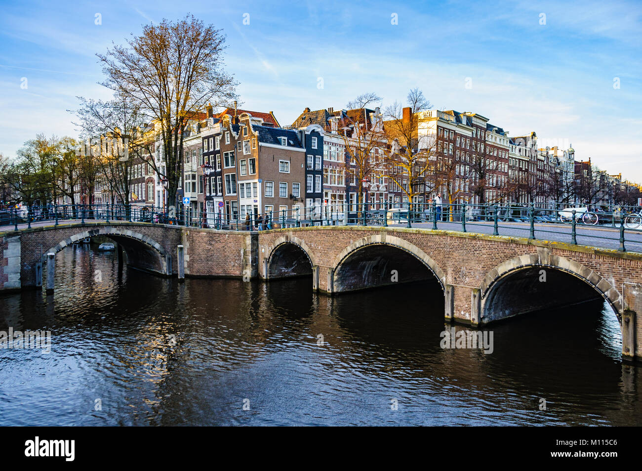 Bridges in the UNESCO World Heritage Canals of Amsterdam, Holland Stock ...