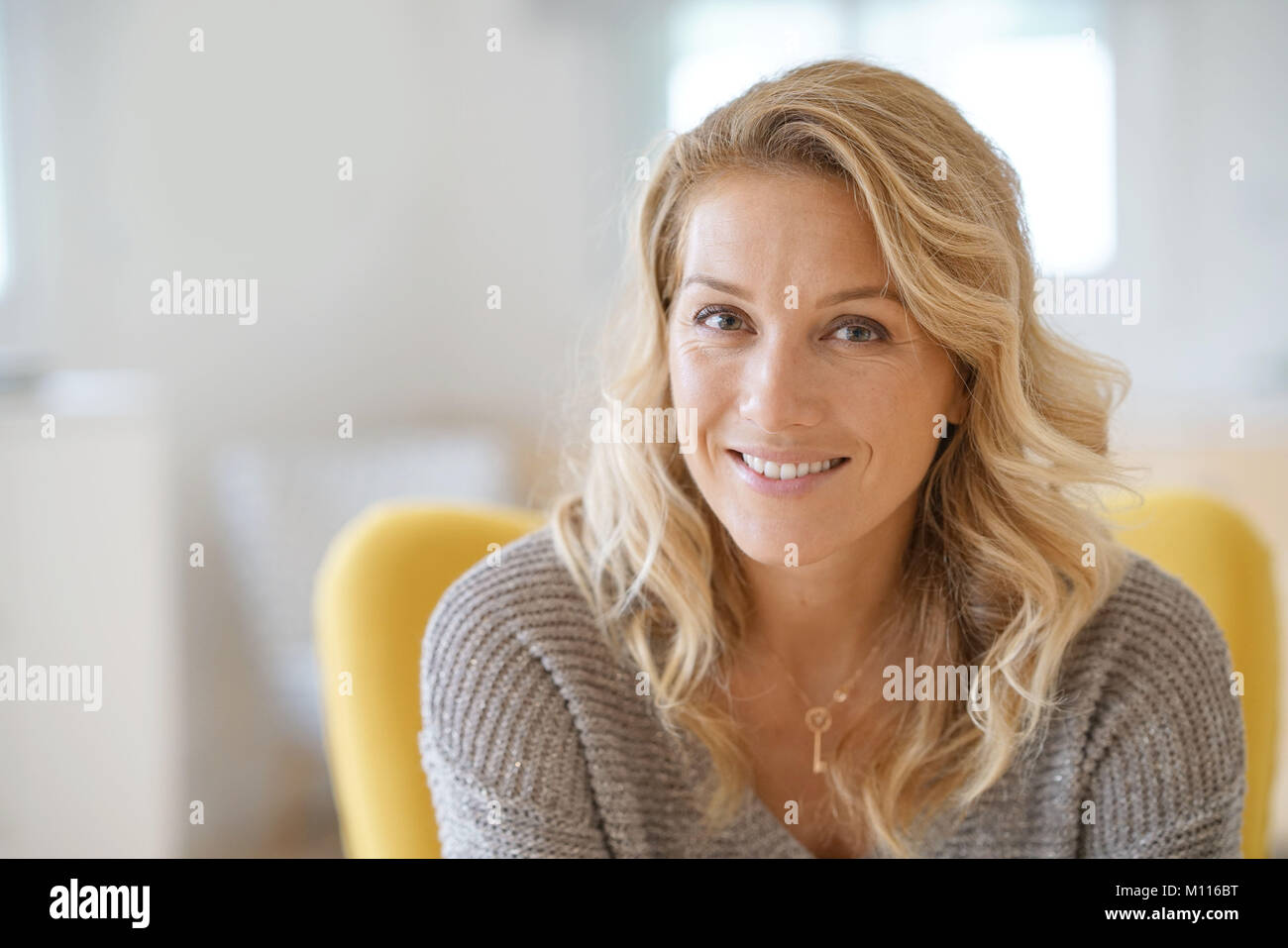 Portrait of beautiful 40-year-old blond woman Stock Photo - Alamy