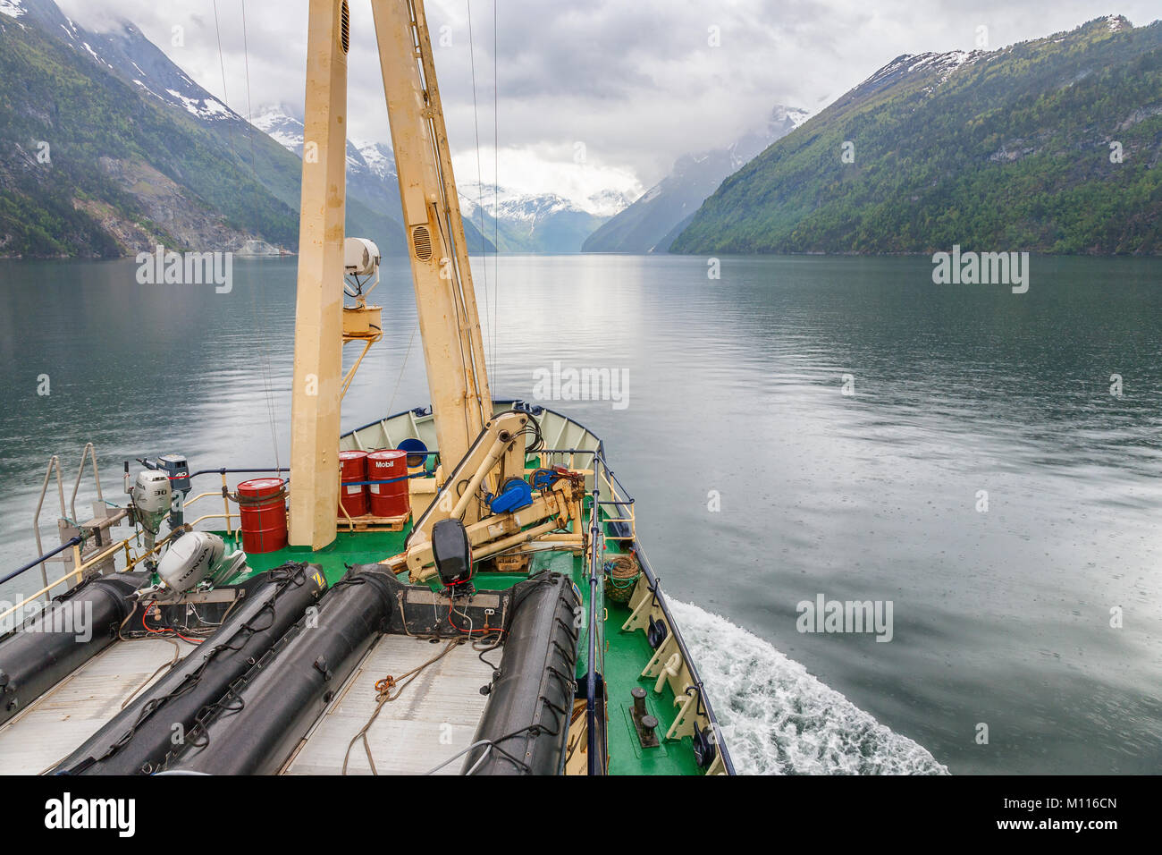 Expedition ship in a Norwegian fjord Stock Photo - Alamy