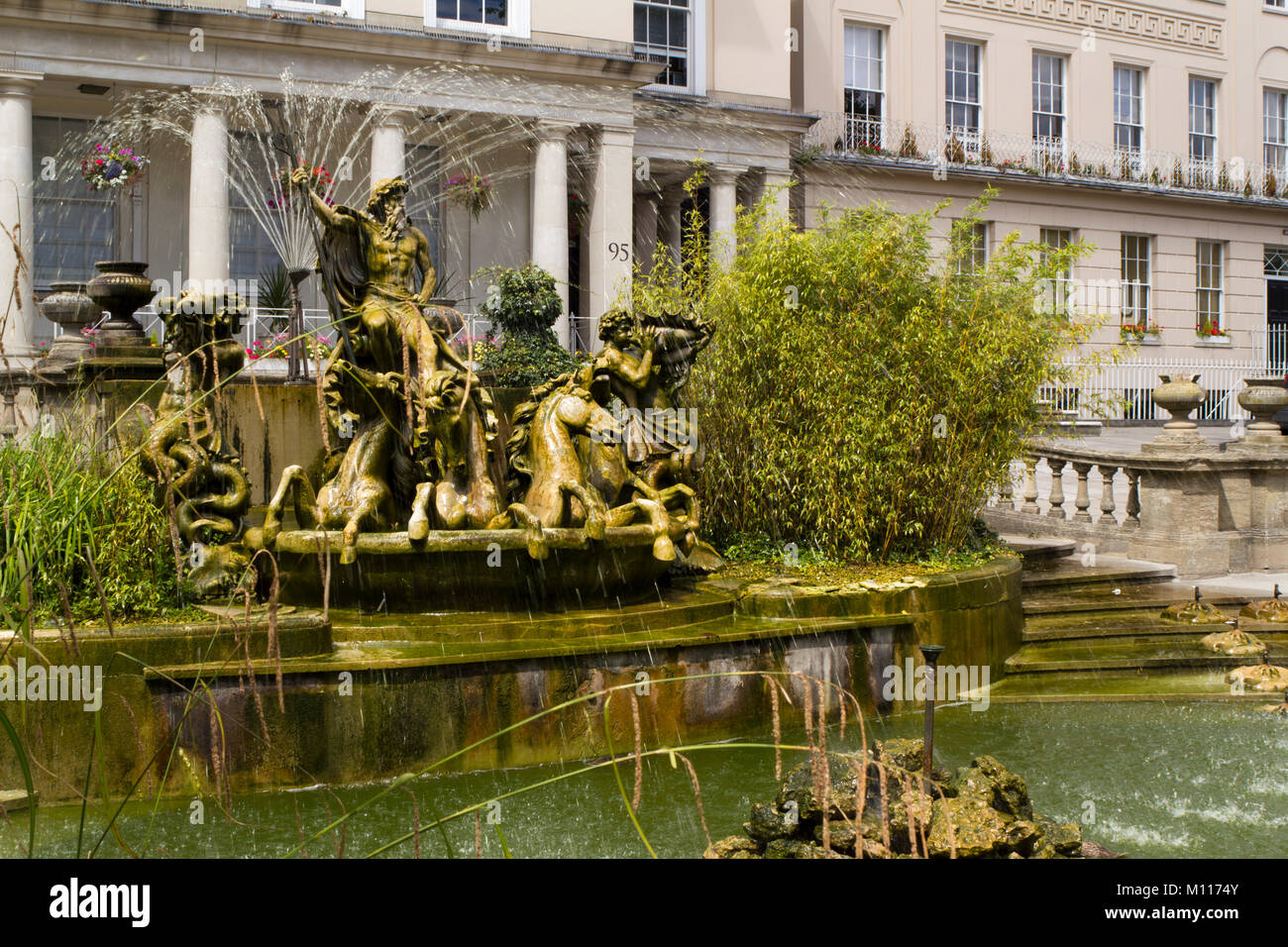 Cheltenham, Gloucestershire, UK - 25th July 2010: Neptune fountain on ...