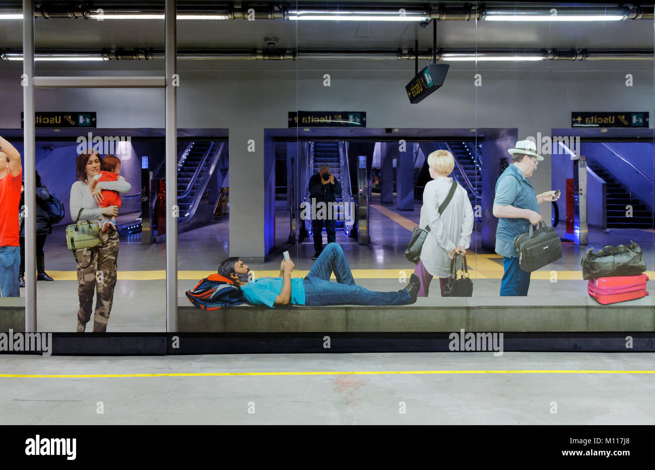 Art in subway of Naples, Napoli, Italy - Garibaldi metro station Stock ...