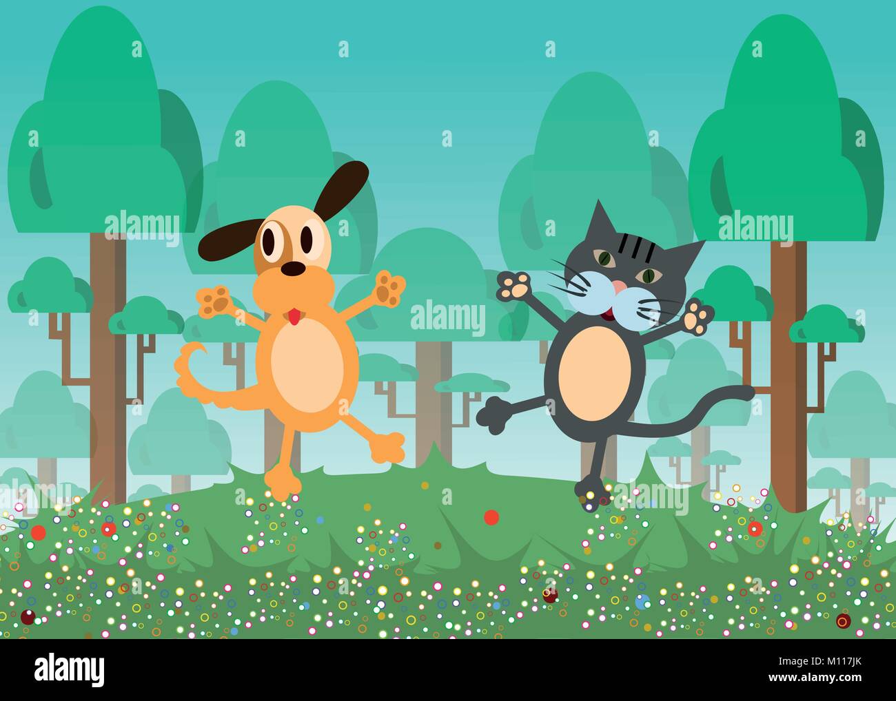 Dancing Pet Animals A happy dancing celebration by cat, mouse, and dog ...