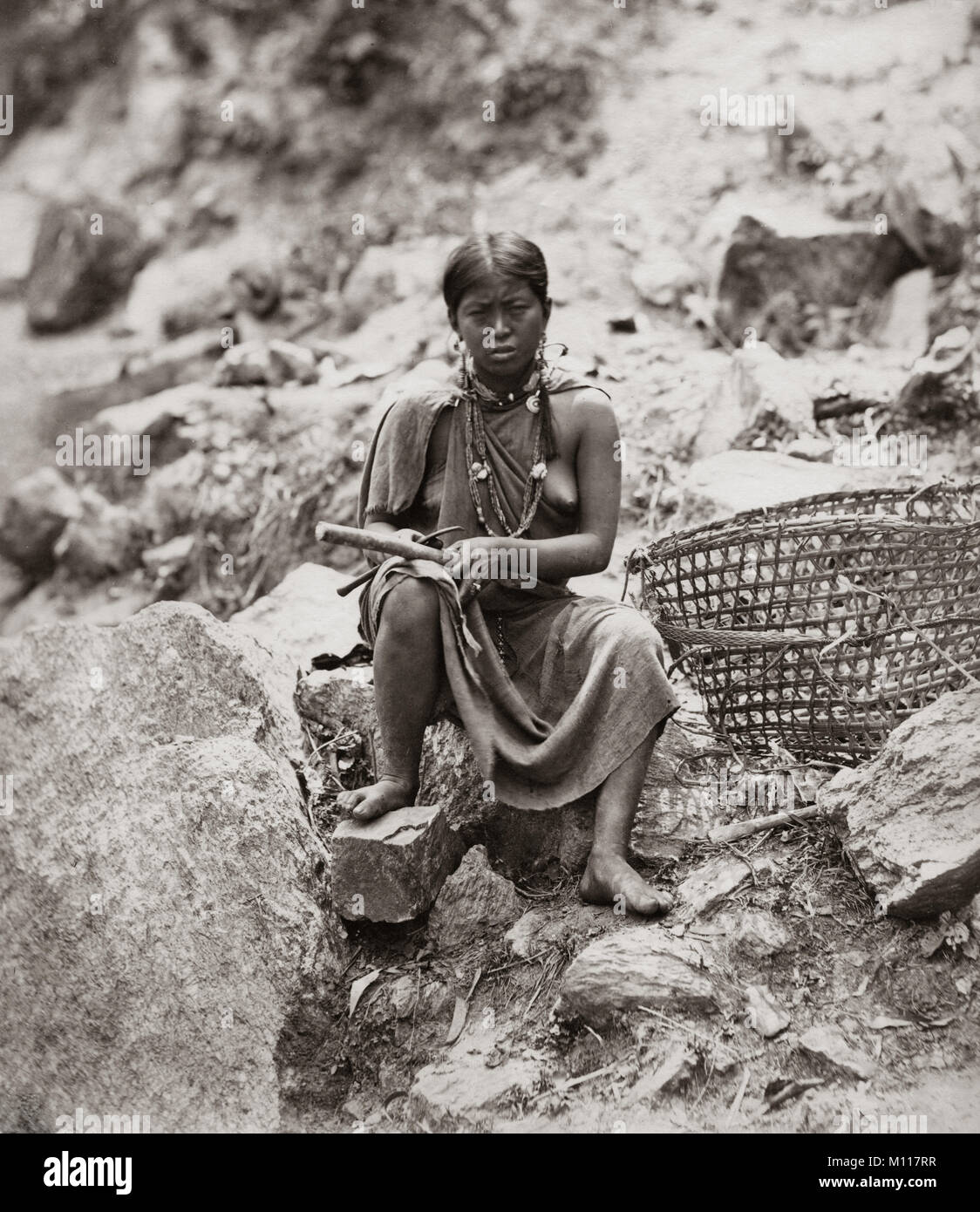 Lepcha woman, Darjeeling, northern India, 1860's Stock Photo - Alamy