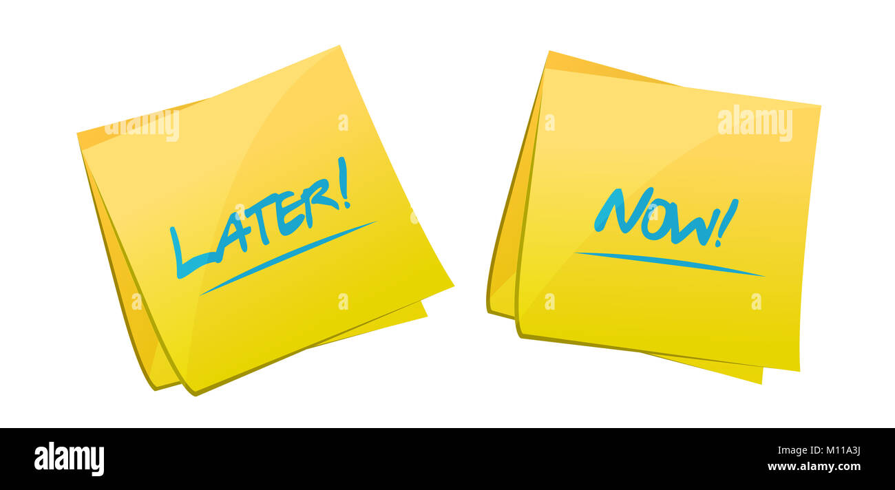later and now post it concept illustration design isolated over white ...