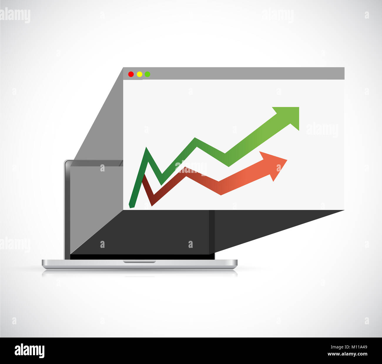 stock market moving up. computer sign illustration design isolated over ...