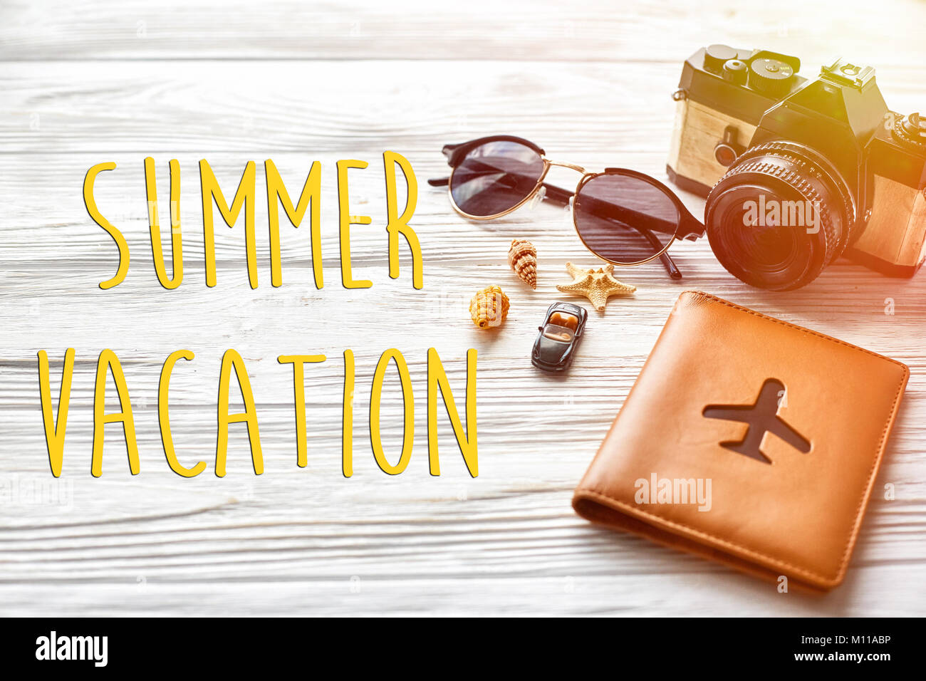 summer vacation text, travel and wanderlust concept, hello summer ...