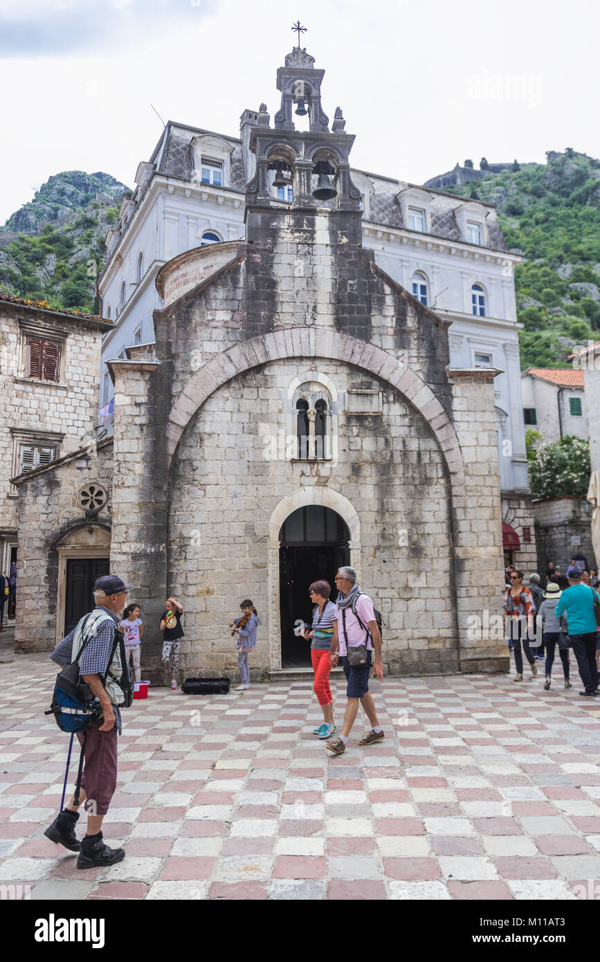 Orthodox Church of Saint Luke on the Old Town of Kotor coastal city ...