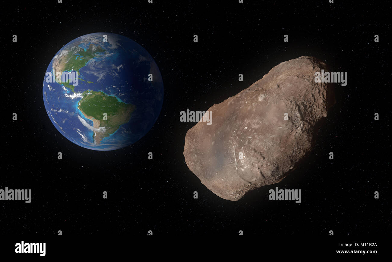 This image represents 2002 AJ129 asteroid, small rock in close pass to ...