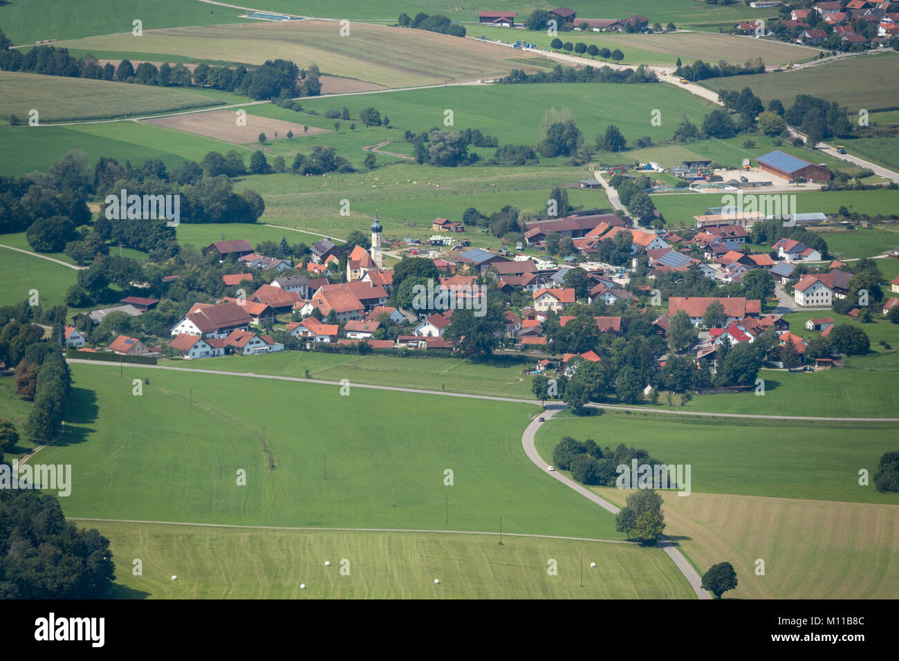 Aerial view of Entraching and Finning, Bavaria, Germany Stock Photo - Alamy