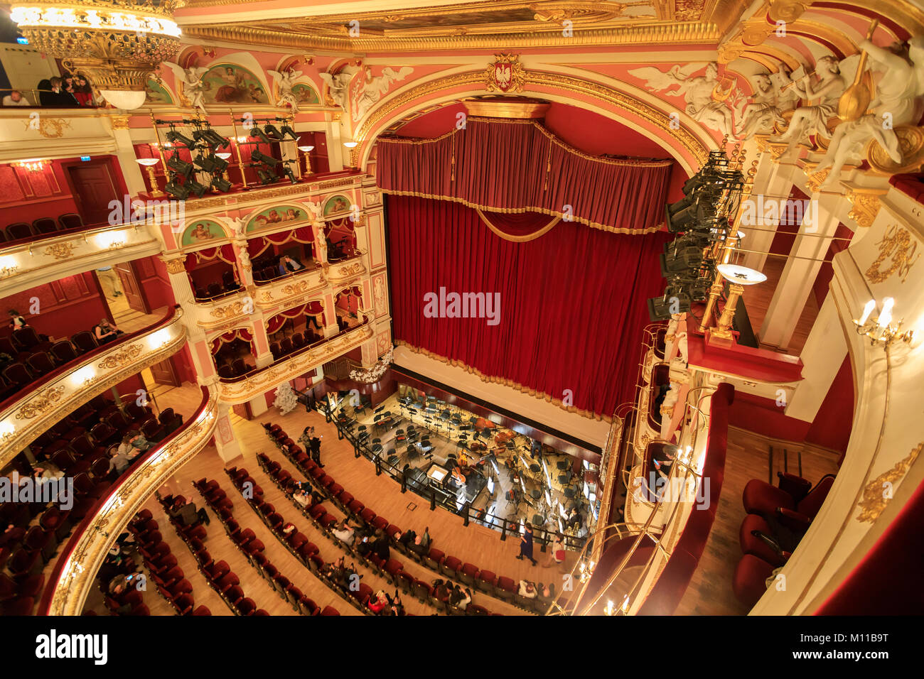 Wroclaw, Poland - January 04 2018: Stage of the Wroclaw Opera House ...
