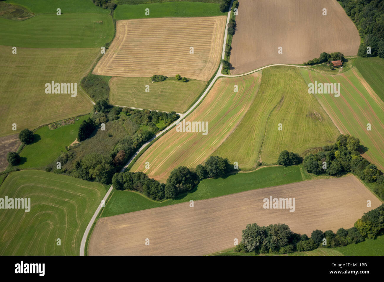 Aerial view of fields, Windach, Bavaria, Germany Stock Photo - Alamy