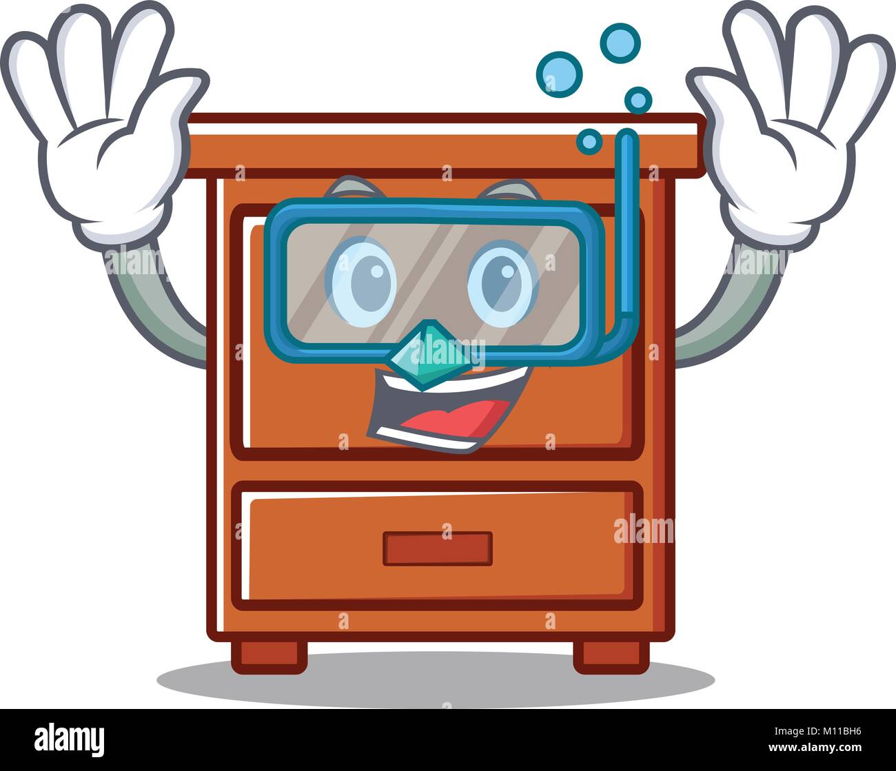 Diving wooden drawer character cartoon Stock Vector Image & Art - Alamy