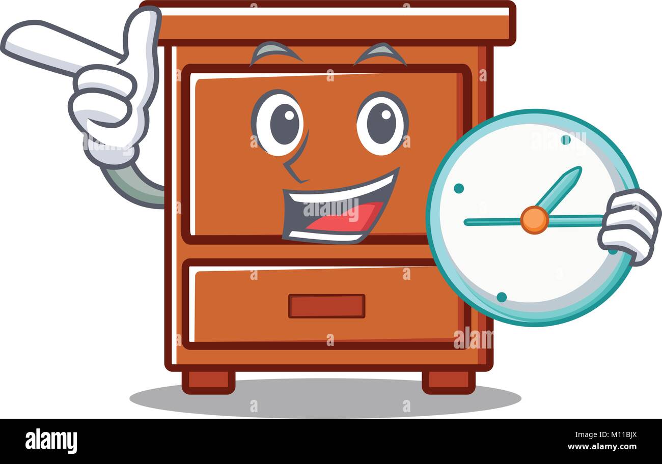 With clock wooden drawer character cartoon Stock Vector Image & Art - Alamy