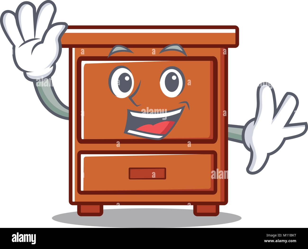 Waving wooden drawer character cartoon Stock Vector Image & Art - Alamy