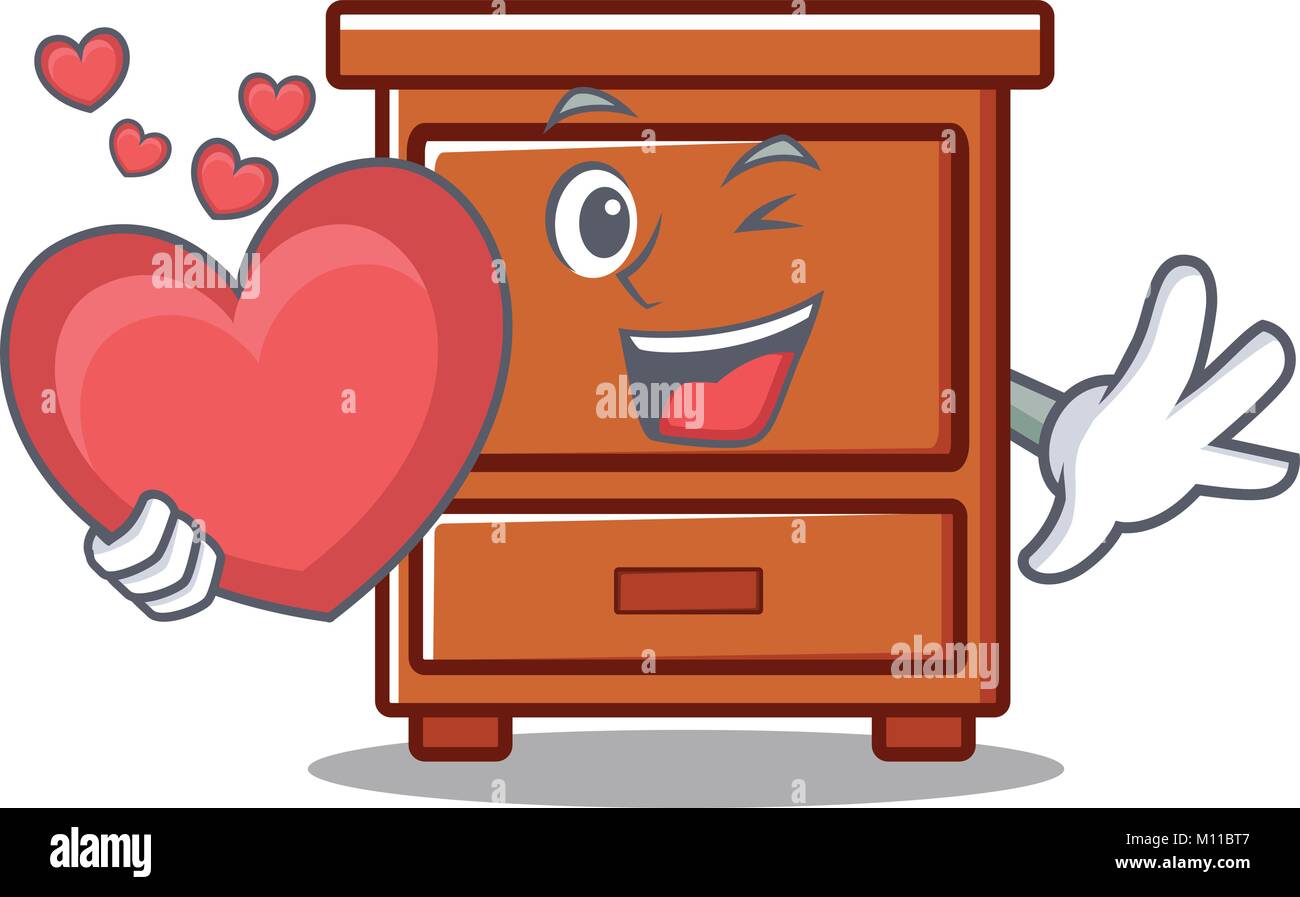 With heart wooden drawer mascot cartoon Stock Vector Image & Art - Alamy