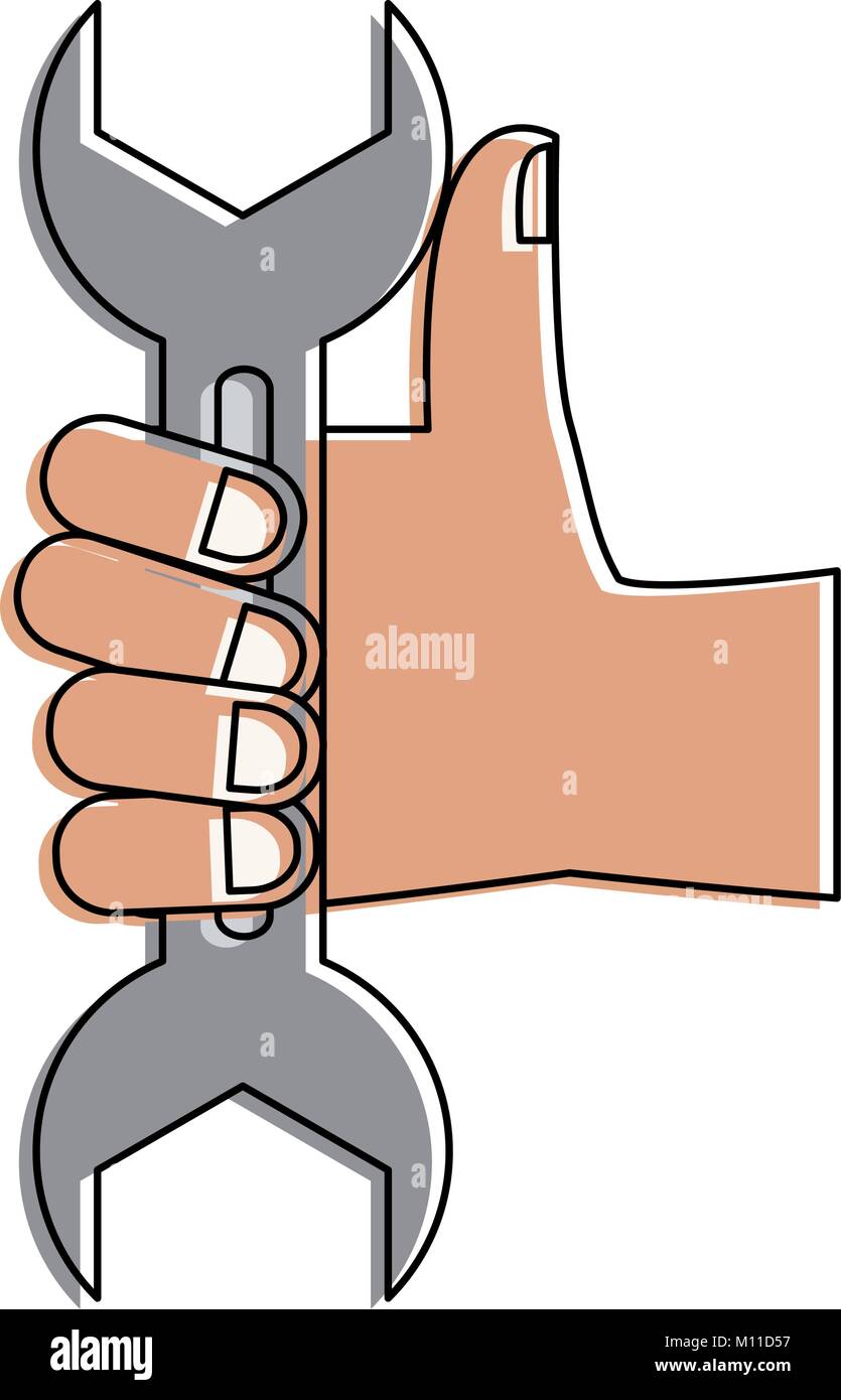 Hand with wrench Stock Vector Image & Art - Alamy