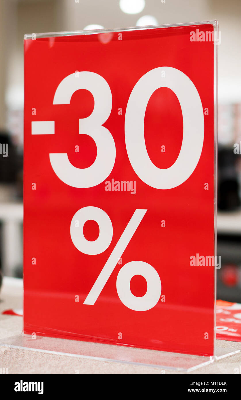 Red 30 percent discount hi-res stock photography and images - Alamy