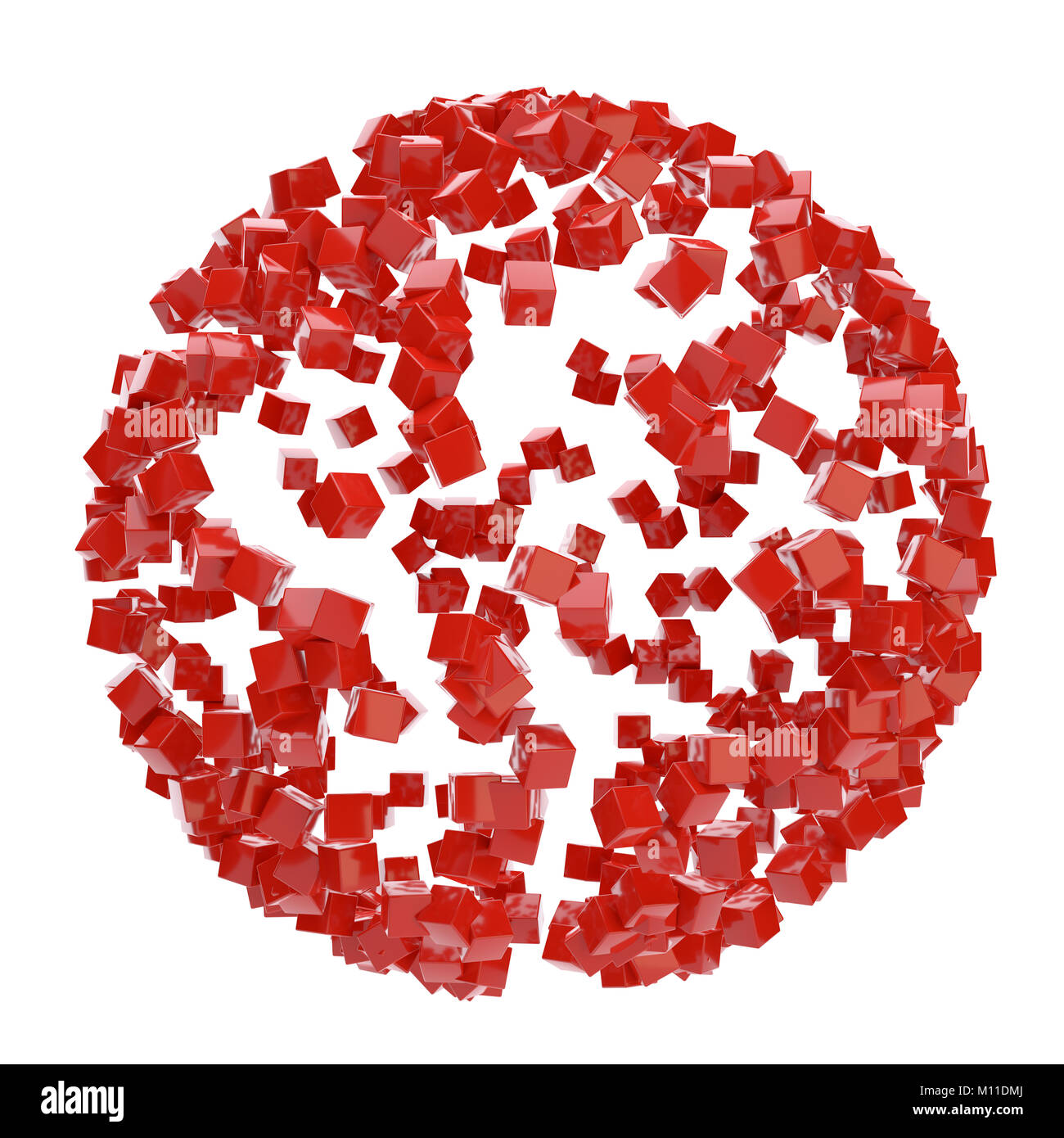 3D red abstract sphere of small cubes Stock Photo - Alamy