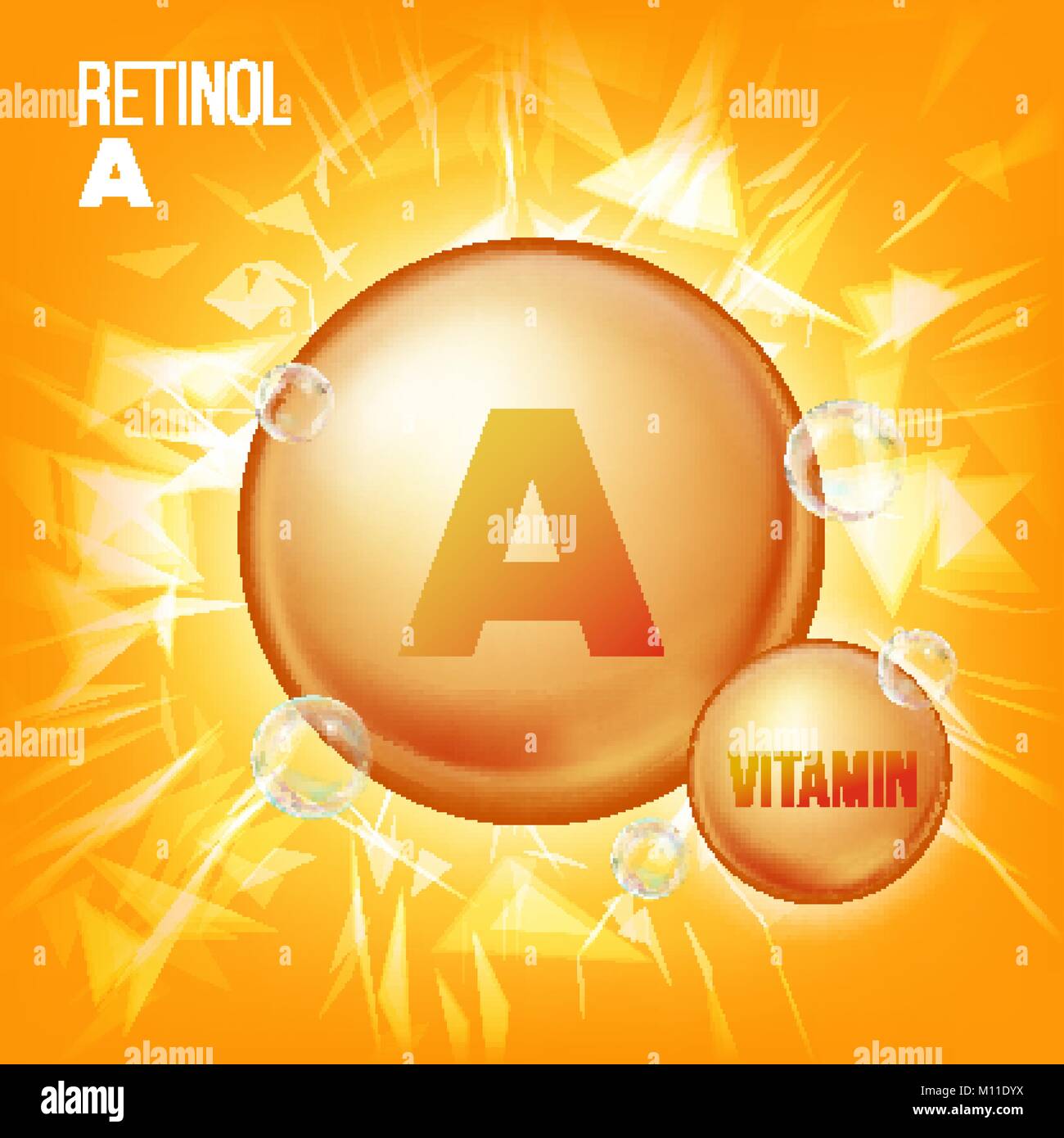 Vitamin A Retinol Vector. Vitamin Gold Oil Pill Icon. Organic Vitamin ...