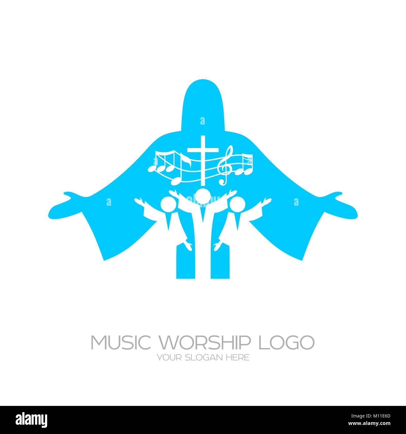 Music logo. Christian symbols. Musical Worship in Christ Jesus Stock ...