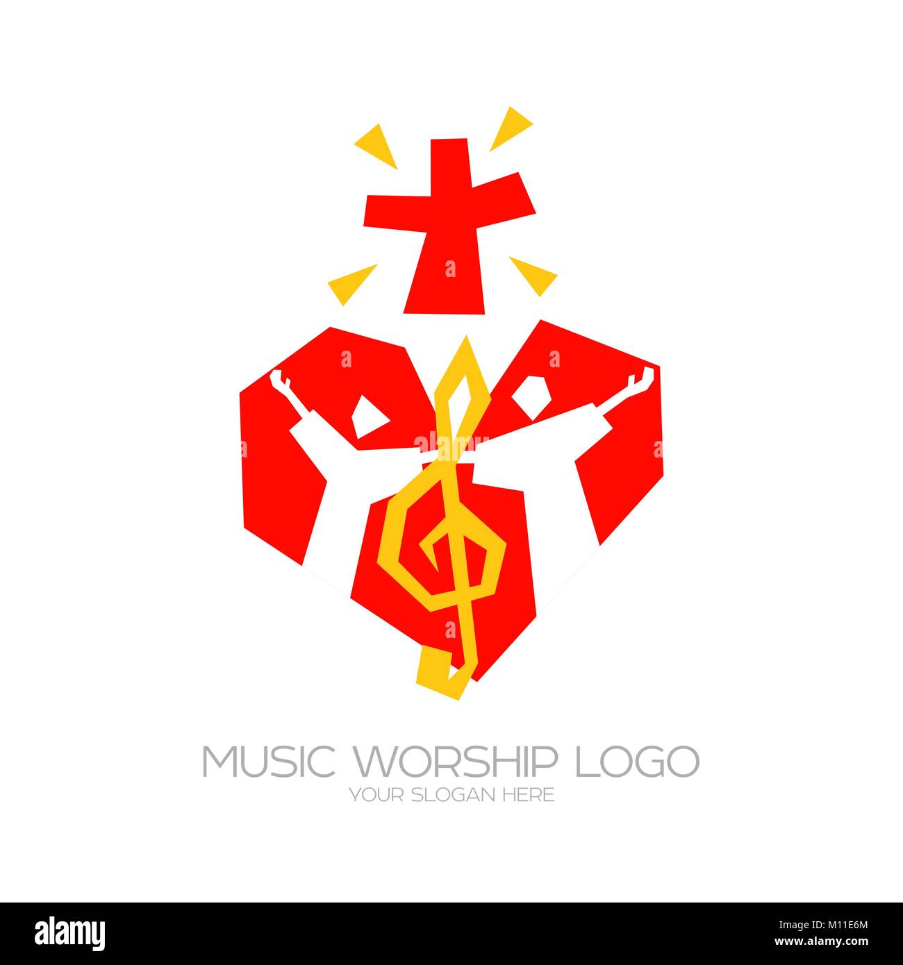 Music logo. Christian symbols. Believers in love worship Jesus Christ ...