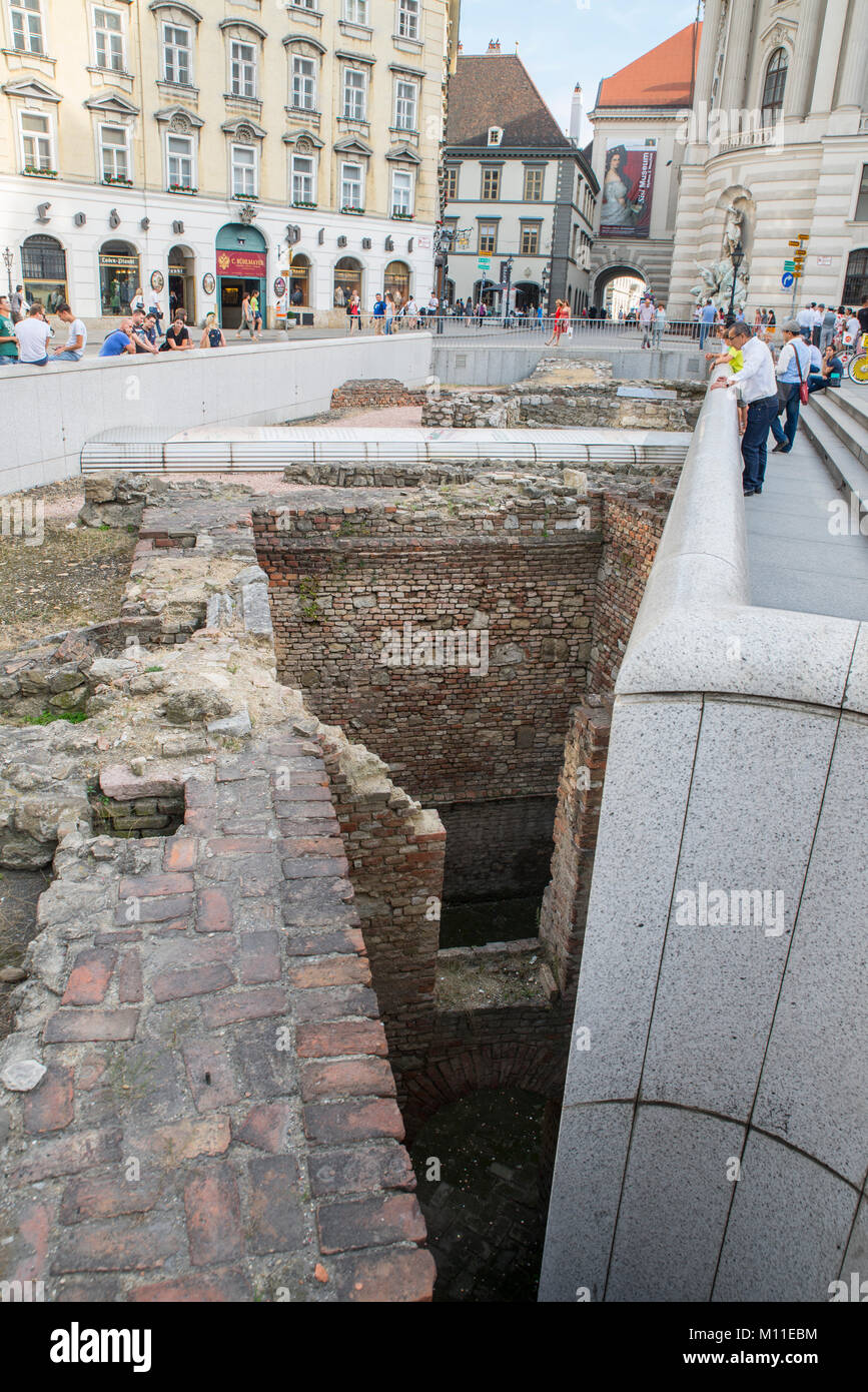 Archaeological ruins near the entrance to Hofburg palace, Vienna Stock ...